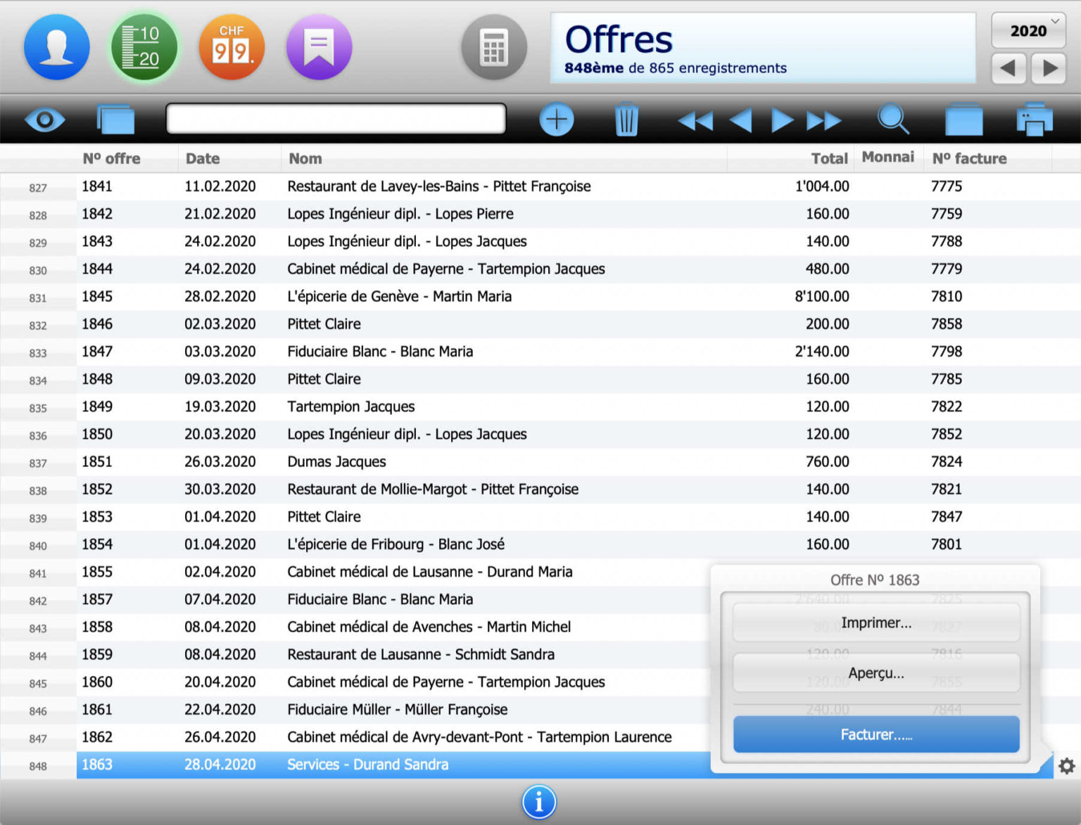 Facturation - ComptaBase